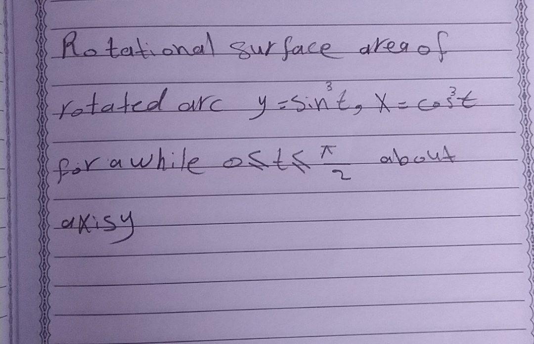 Solved Rotational surface area ea of , rotated arc yasint, | Chegg.com