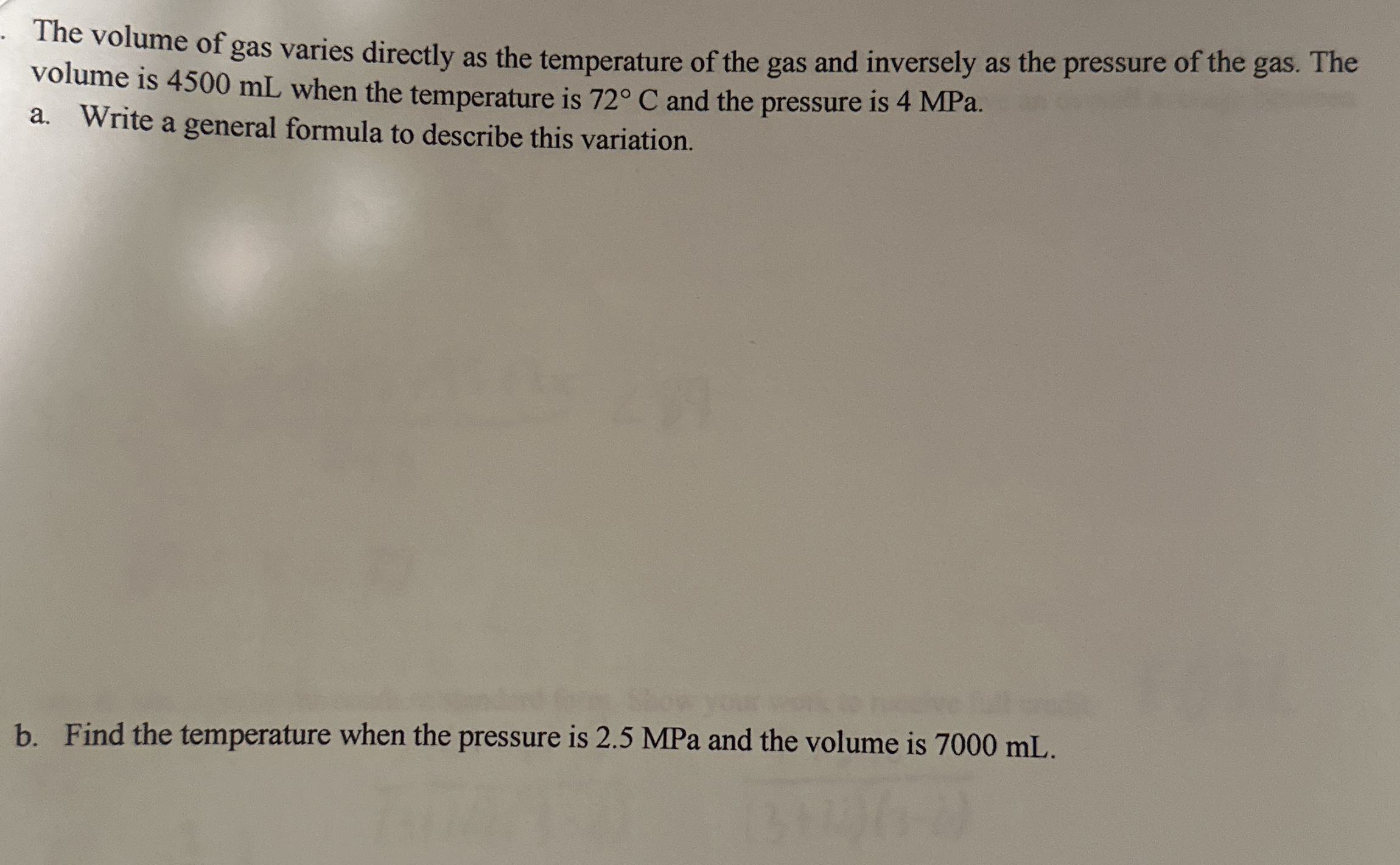 Solved The volume of gas varies directly as the temperature | Chegg.com
