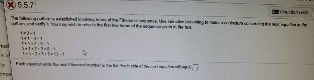 Solved X 5.5.7 Question Help The following pattern is | Chegg.com