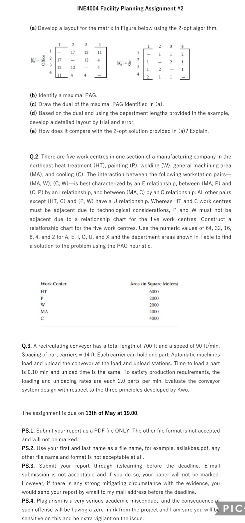 Solved INE4004 ﻿Facility Planning Assignment #2(a) ﻿Develop | Chegg.com