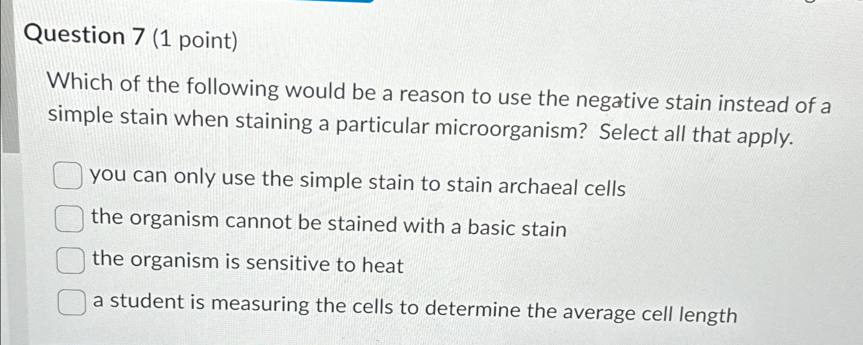 Solved Question 7 (1 ﻿point)Which of the following would be | Chegg.com