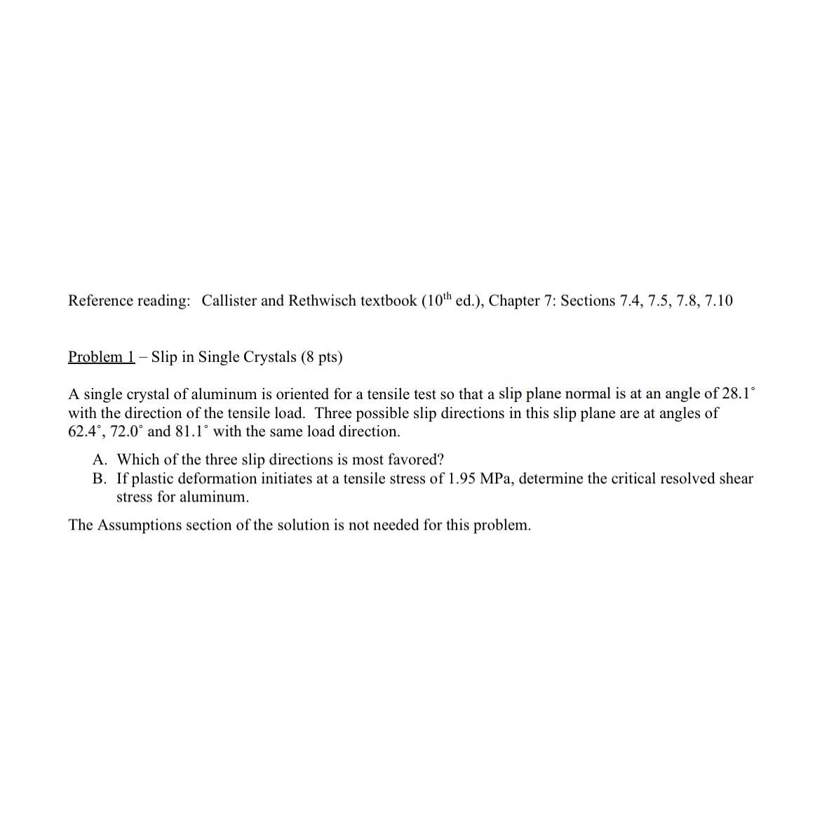 Solved Reference reading: Callister and Rethwisch textbook | Chegg.com