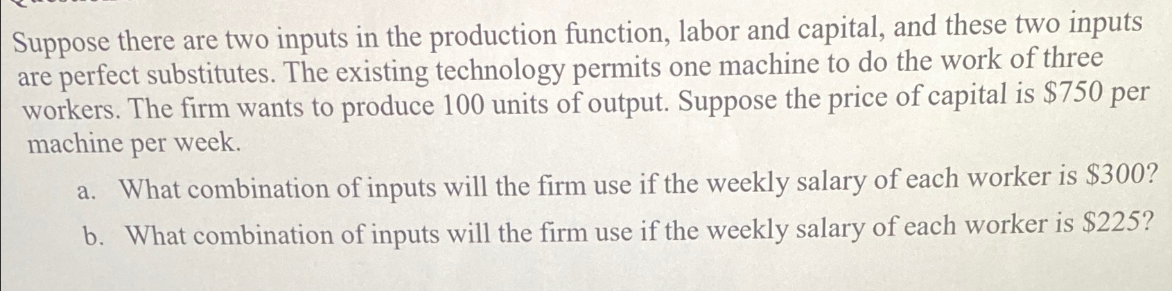 Solved Suppose there are two inputs in the production | Chegg.com