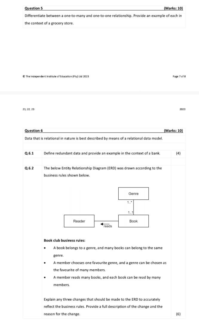 Solved Question 3 (Marks: 25) Draw an Entity Relationship | Chegg.com