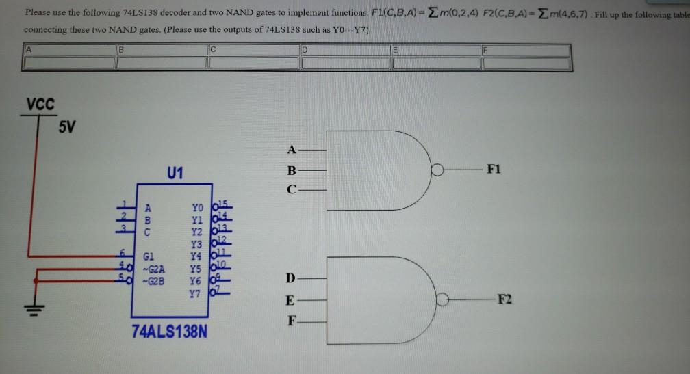 Solved Please use the following 74LS138 decoder and two NAND | Chegg.com