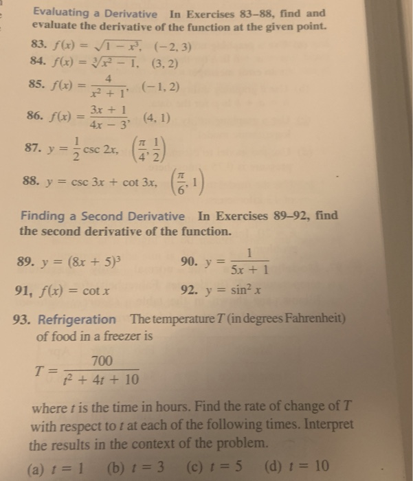 Solved Evaluating a Derivative In Exercises 83-88, find and | Chegg.com