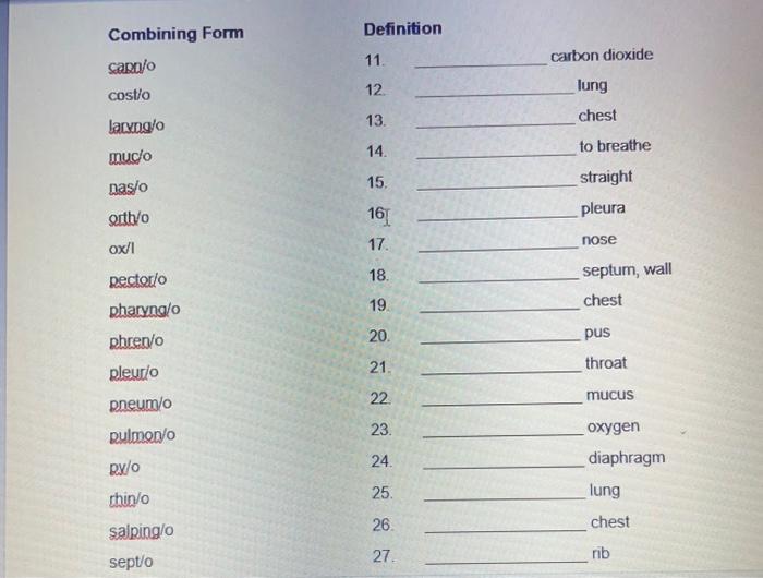 Solved Instruction: Match the word parts to their | Chegg.com