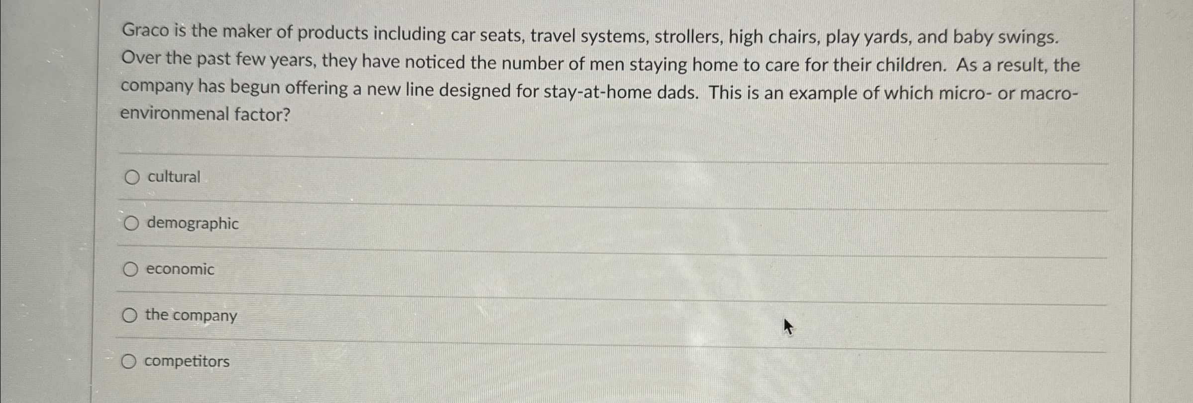 Solved Graco is the maker of products including car seats, | Chegg.com