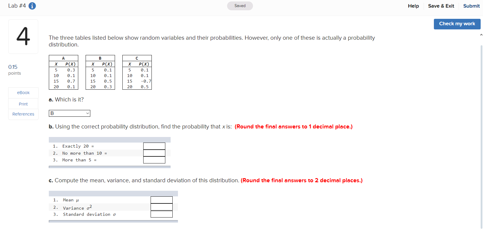 The three tables listed below show random variables | Chegg.com