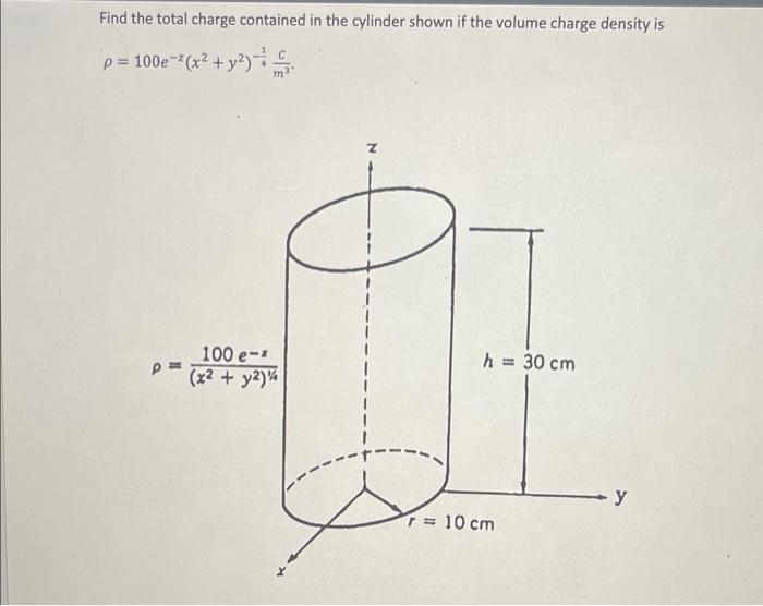 Solved Find the total charge contained in the cylinder shown | Chegg.com