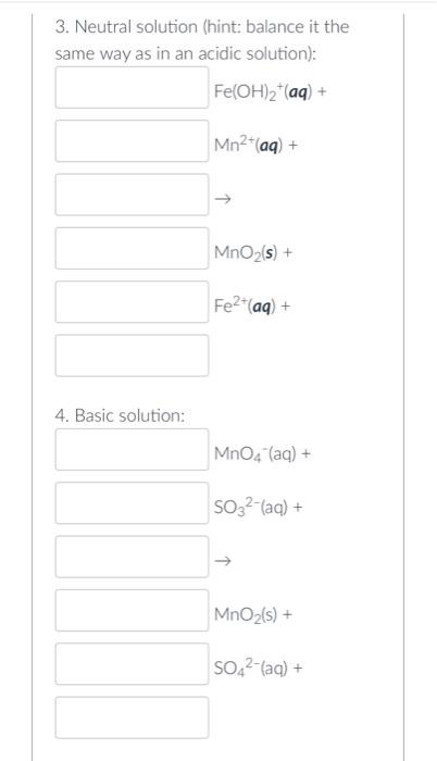 Solved Mn2+(aq)+O2( g)+→MnO2( s)+ 2. Acidic solution: MnO2( | Chegg.com