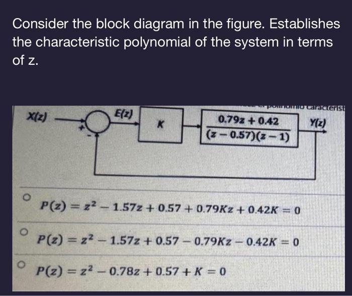 Solved B) converts characteristic polynomial in z to the | Chegg.com