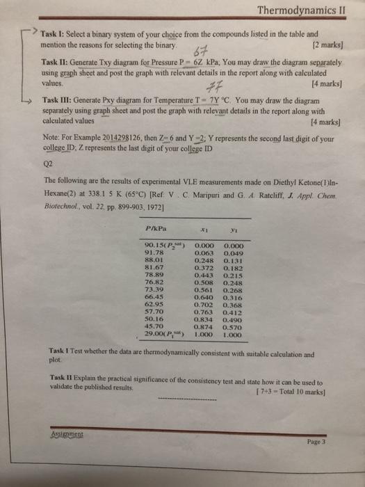 Solved Thermodynamics II 77 Task 1: Select a binary system | Chegg.com