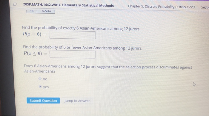 Solved 20SP.MATH.1442.W01C Elementary Statistical Methods - | Chegg.com