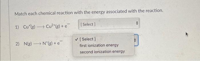 Solved Match each chemical reaction with the energy | Chegg.com