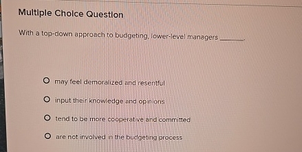 Solved Multiple Cholce QuestionWith a top-down approach to | Chegg.com