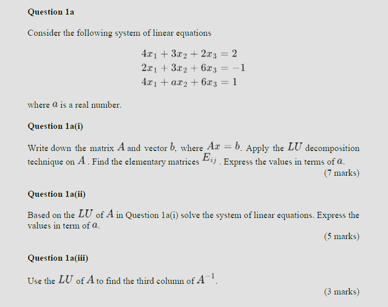 Solved Show full workings, thank you.Question 1aConsider the | Chegg.com