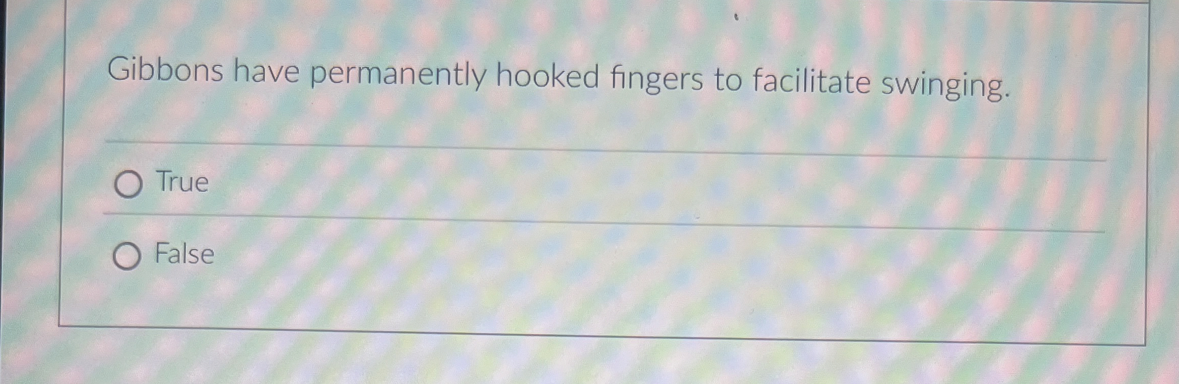 Solved Gibbons have permanently hooked fingers to facilitate | Chegg.com