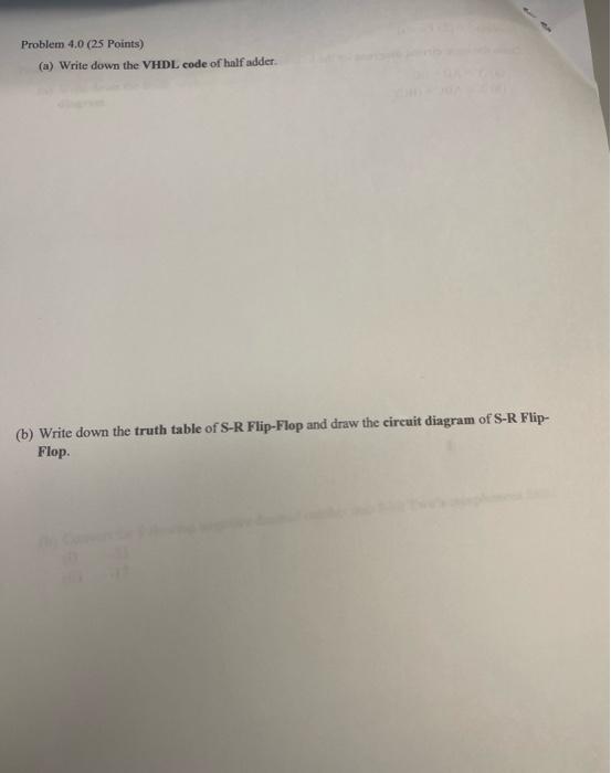 Solved Problem 4.0 (25 Points) (a) Write down the VHDL code | Chegg.com