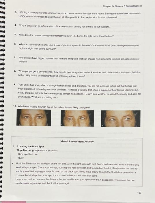 Solved Apply Your Knowledge 1. Dim light vision is fuzzy, | Chegg.com