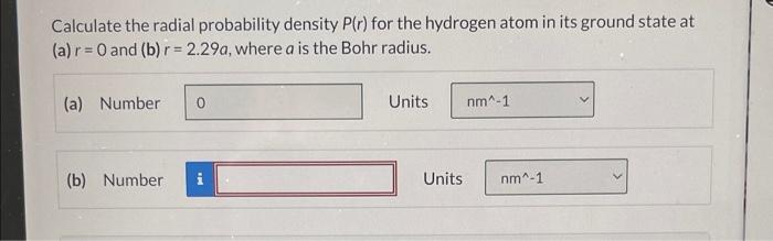 Solved Calculate the radial probability density P(r) for the | Chegg.com