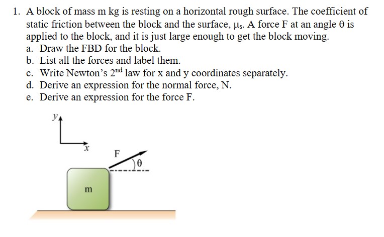 Solved A Block Of Mass Mkg is Resting On A Horizontal Rough