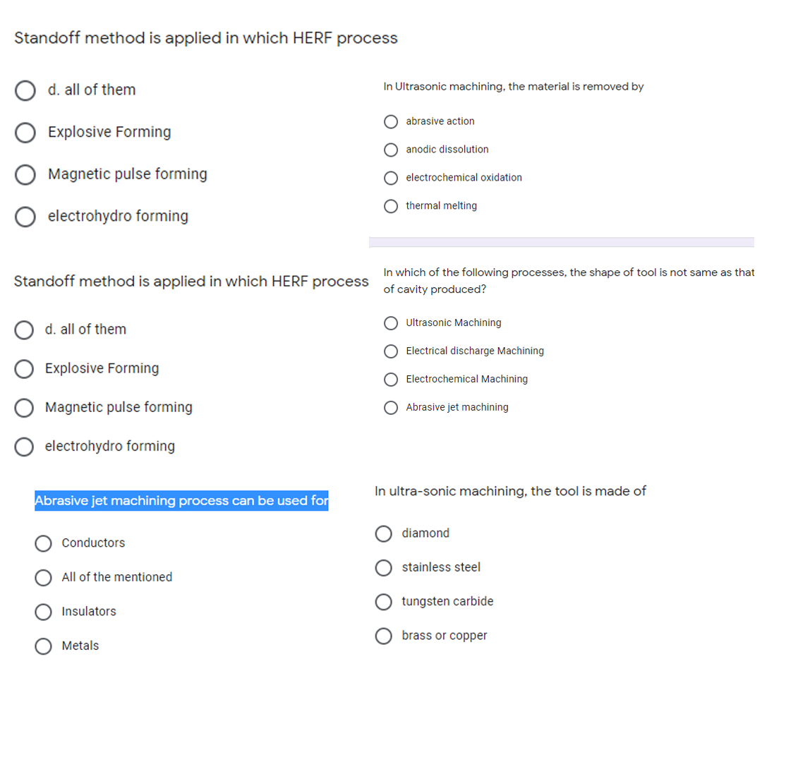 Solved Standoff method is applied in which HERF process d. | Chegg.com