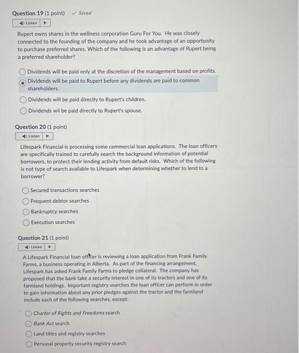 Solved Rupert owns shares in the wellness corporation Guru | Chegg.com