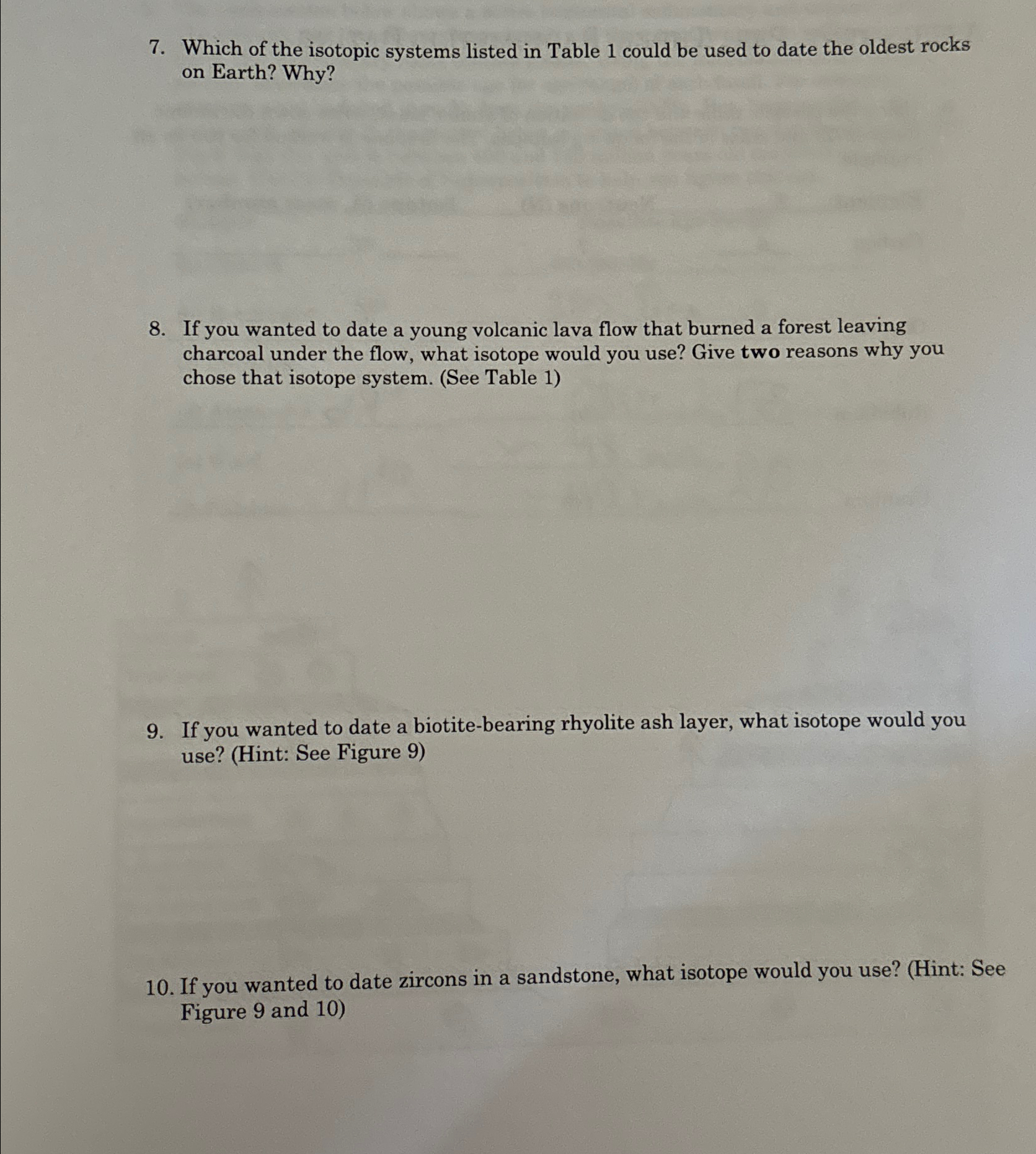 Solved Which of the isotopic systems listed in Table 1 | Chegg.com