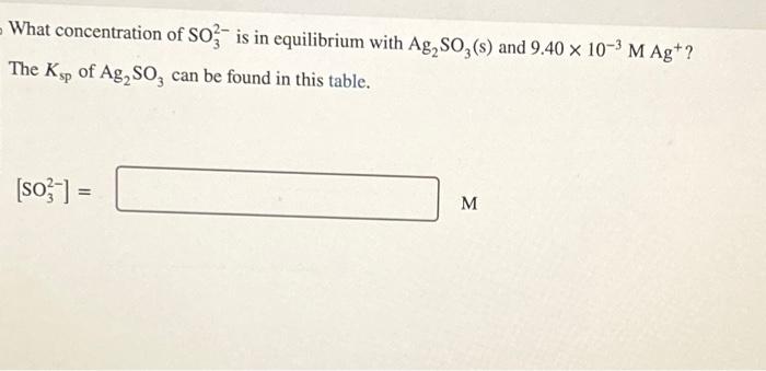 Solved What concentration of SO32− is in equilibrium with | Chegg.com