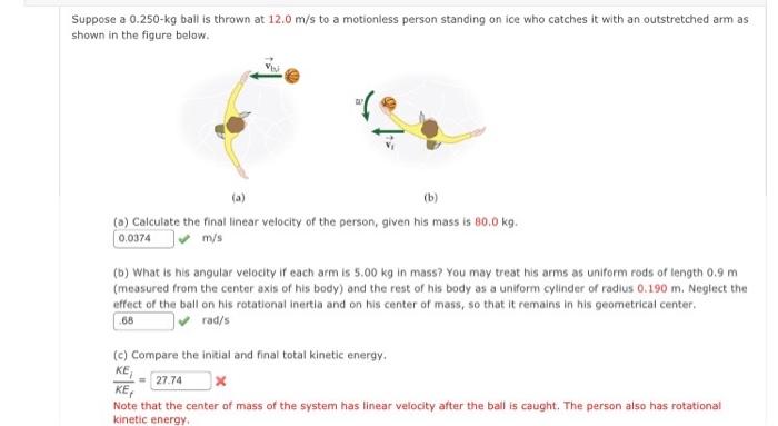 Solved Suppose a 0.250−kg ball is thrown at 12.0 m/s to a | Chegg.com
