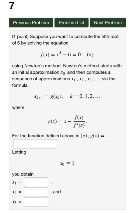 Solved Previous Problem Problem List Next Problem (1 point) | Chegg.com