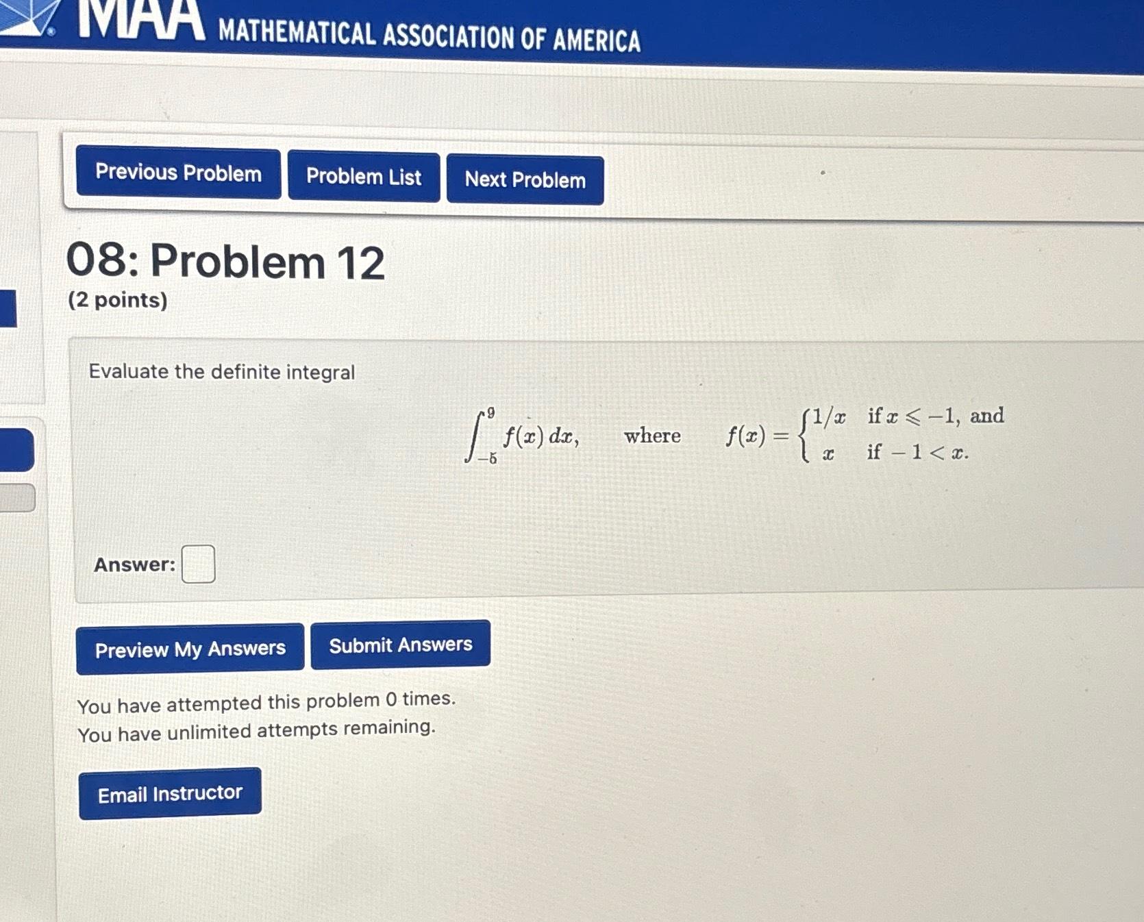 Solved MATHEMATICAL ASSOCIATION OF AMERICA08: Problem 12(2 | Chegg.com