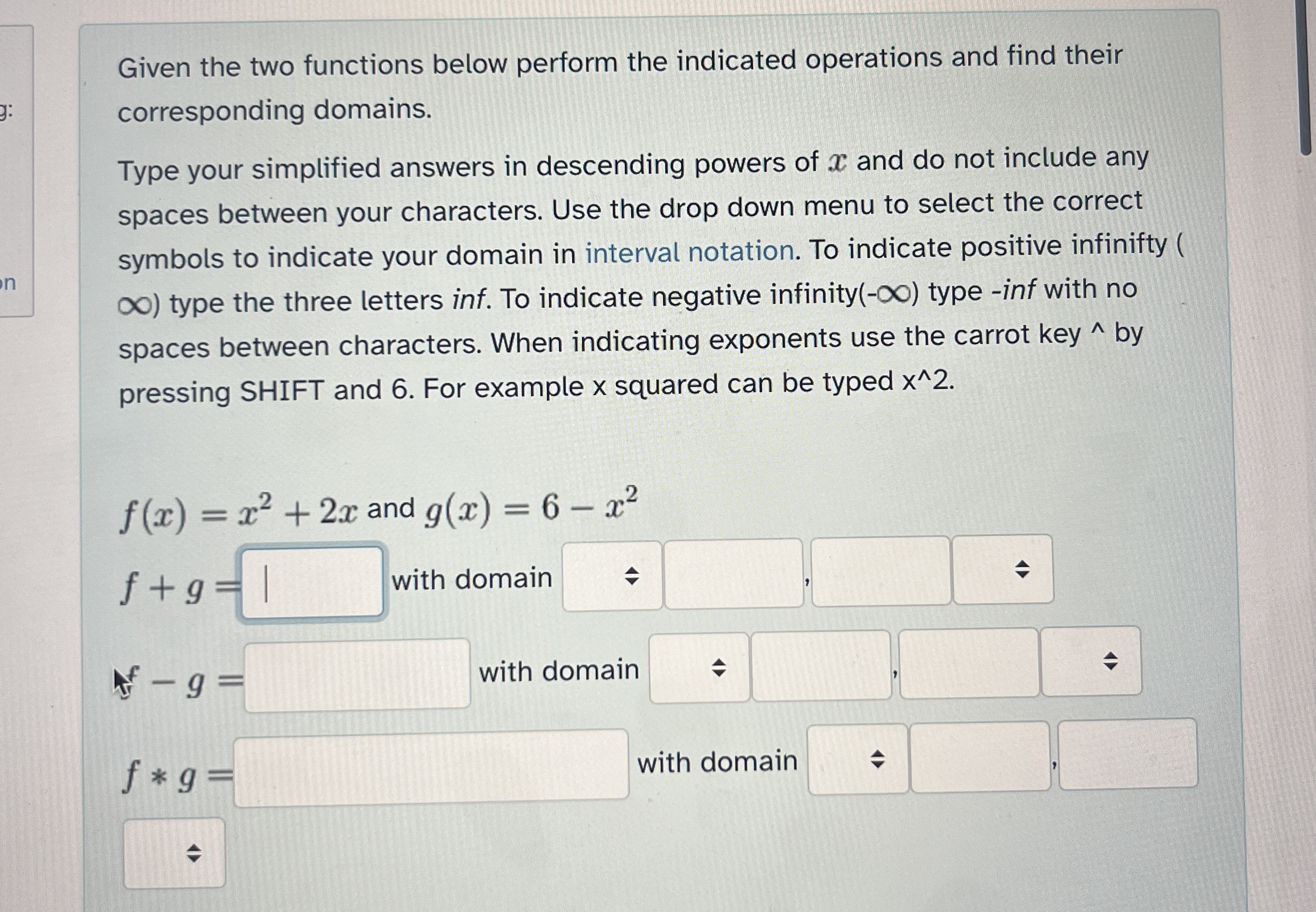 Solved Given the two functions below perform the indicated | Chegg.com