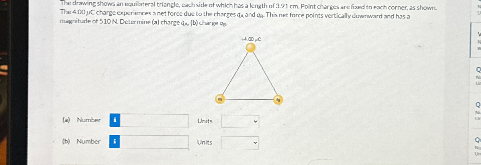 Solved The drawing shows an equilateral triangle, each side | Chegg.com