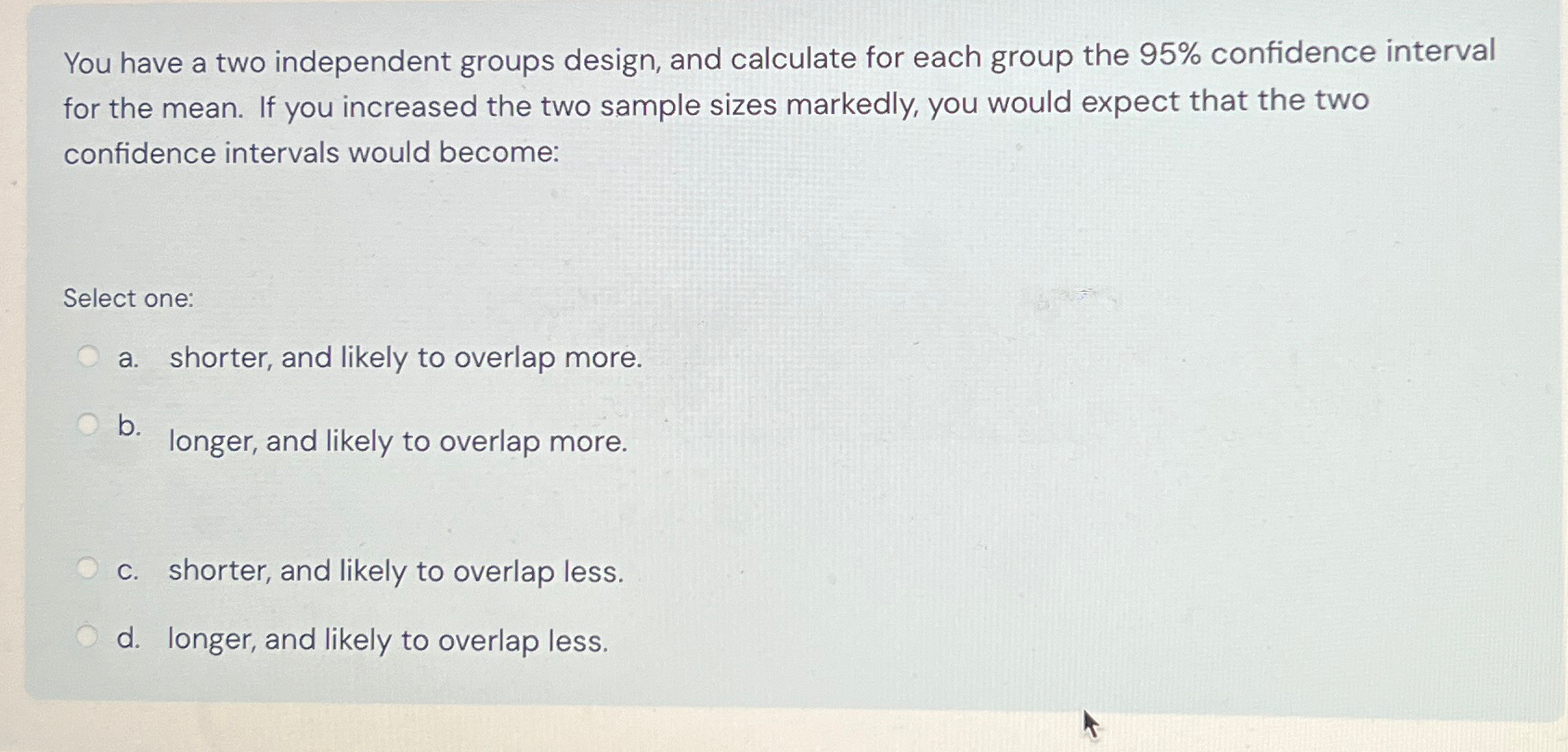 Solved You have a two independent groups design, and | Chegg.com