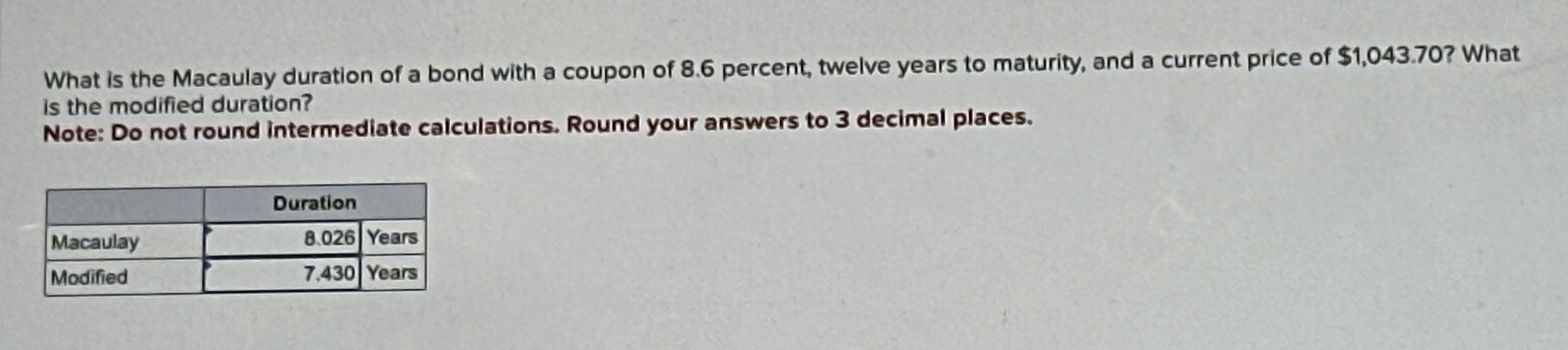 Solved What is the Macaulay duration of a bond with a coupon | Chegg.com