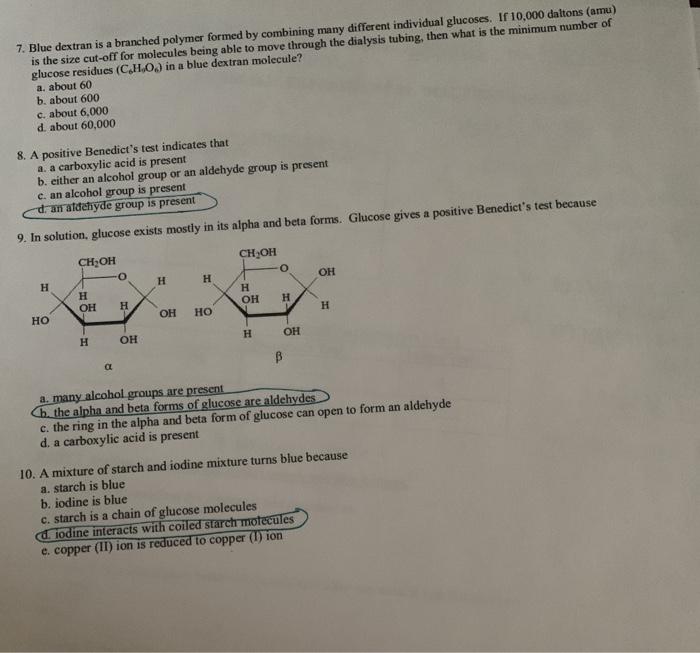 Solved 7. Blue dextran is a branched polymer formed by | Chegg.com