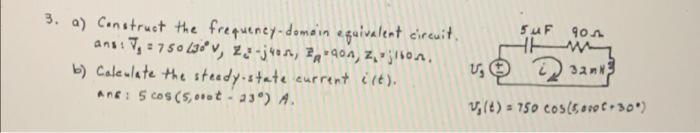 Solved 5uF 901 th M 3. a) Construct the frequency.domain | Chegg.com