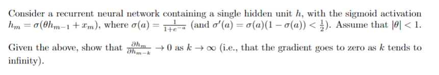 Solved Consider A Recurrent Neural Network Containing A