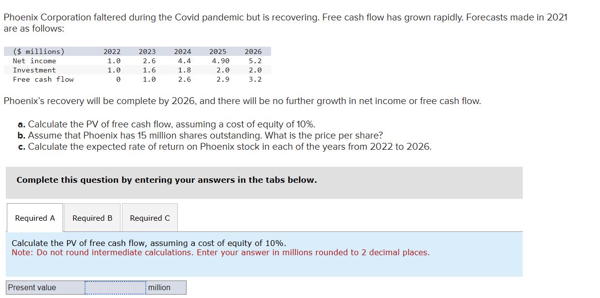 Problem 4-29 ﻿Valuing a business Phoenix Corporation | Chegg.com