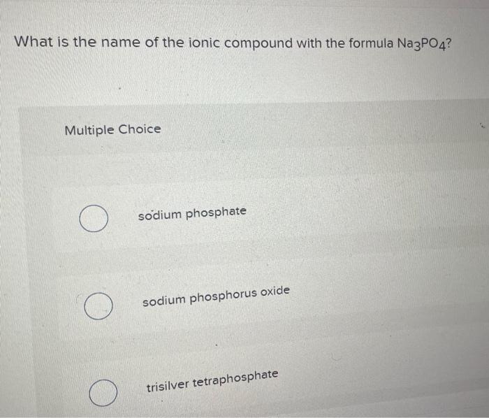 Solved What is the name of the ionic compound with the | Chegg.com