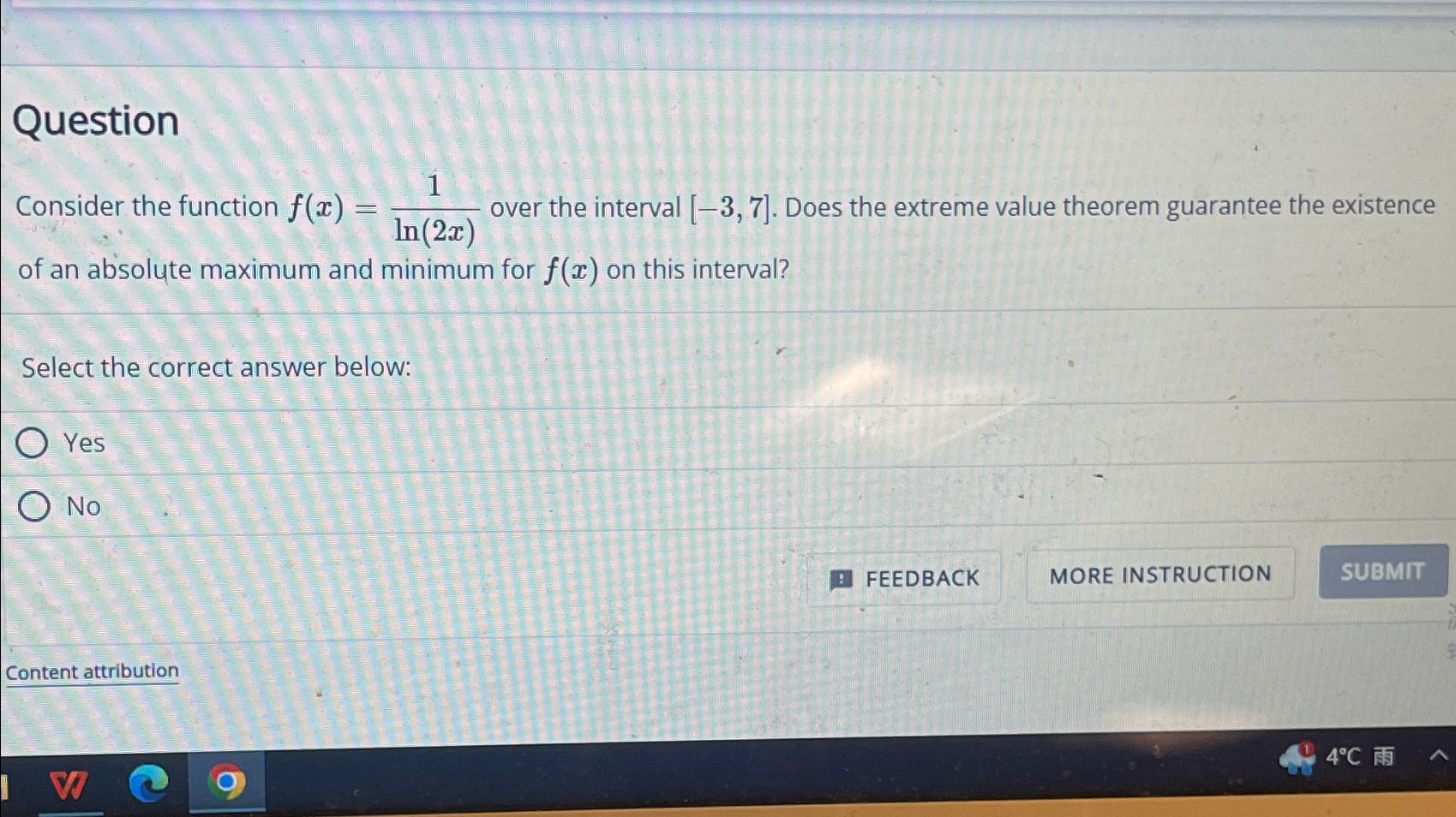 Solved QuestionConsider the function f(x)=1ln(2x) ﻿over the | Chegg.com