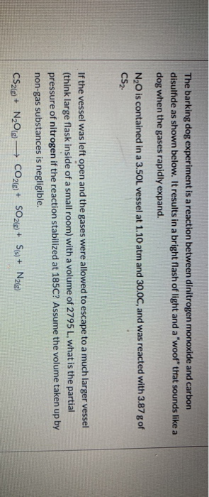 Solved The barking dog experiment is a reaction between | Chegg.com