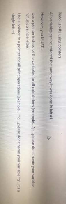 Solved Redo Lab 1 Using Pointers All Variables Can Be