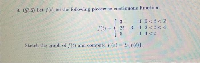 Solved 9. (\\$7.6) Let \\( f(t) \\) be the following | Chegg.com