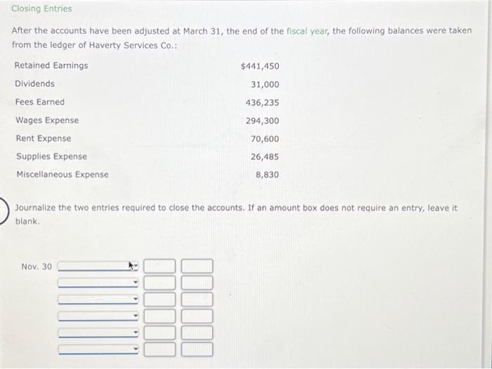 Solved Closing Entries After the accounts have been adjusted | Chegg.com