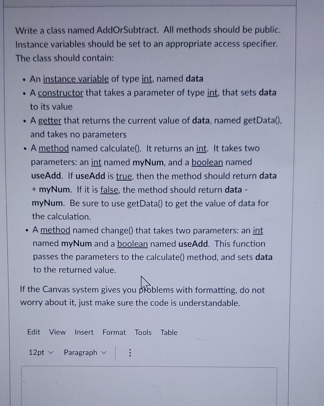 Solved а Write a class named AddOrSubtract. All methods | Chegg.com