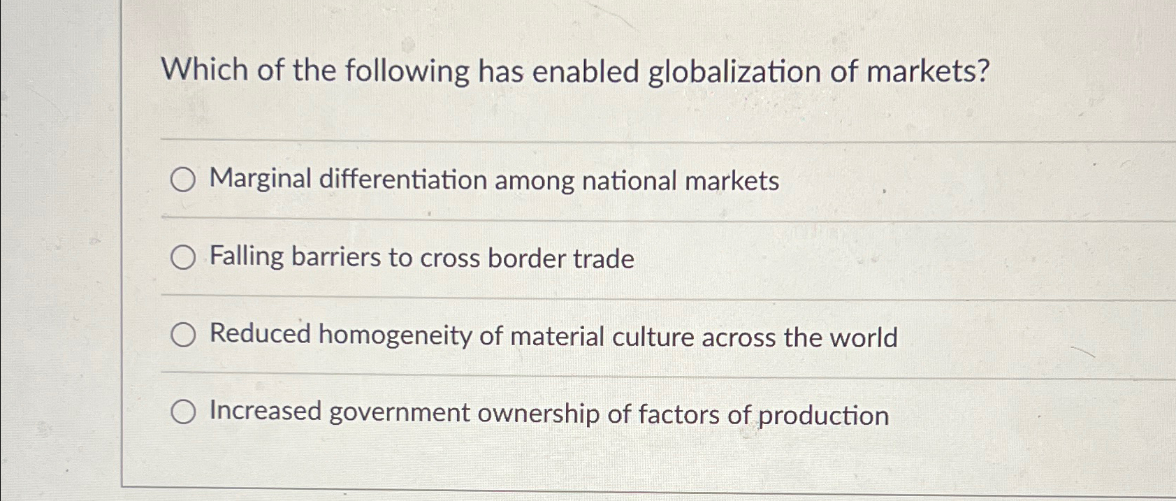 Solved Which of the following has enabled globalization of | Chegg.com