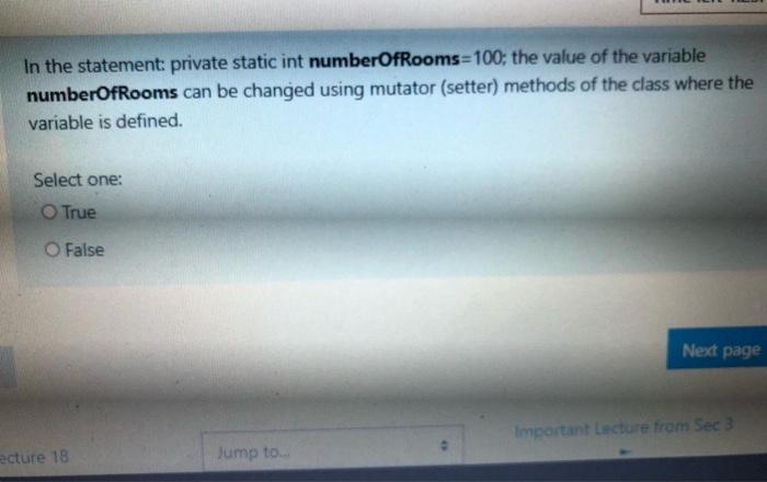 Solved In the statement private static int | Chegg.com